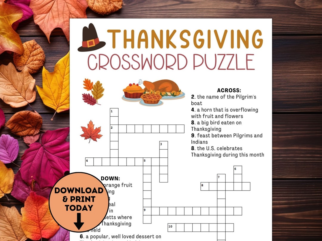 Thanksgiving Crossword Puzzle / Thanksgiving Kids Table Games ...
