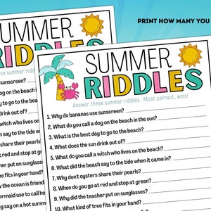 Summer Riddles Game / Summer Party Game / Printable Summertime Game ...