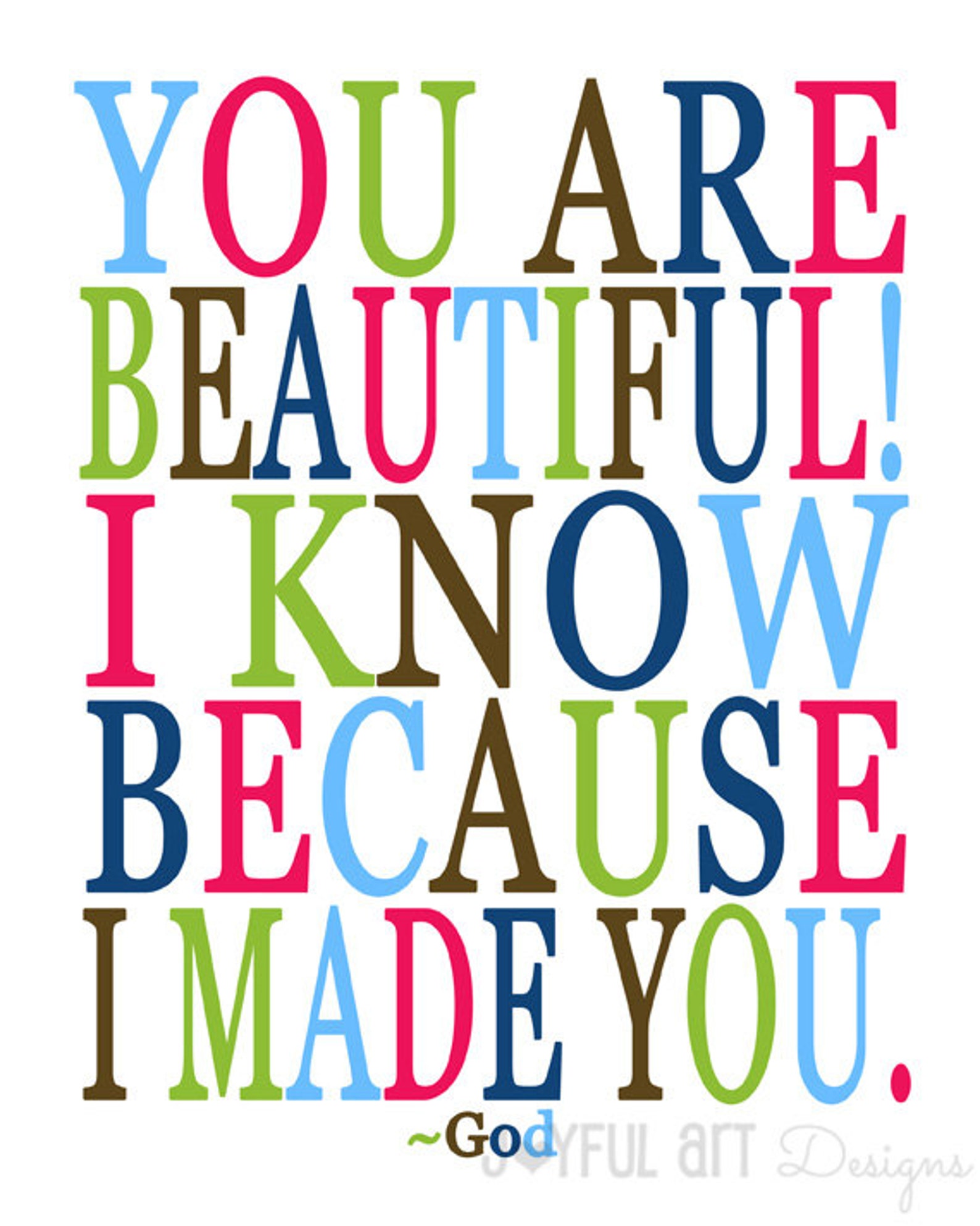 You Are Beautiful God Made You PRINTABLE. Christian Wall Art. - Etsy