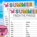 Summer Finish the Phrase / Summer Party Game / Printable Summertime ...