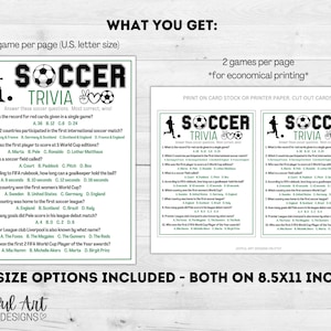 Soccer Trivia Quiz / Printable Soccer Team Party Games / Soccer Games ...