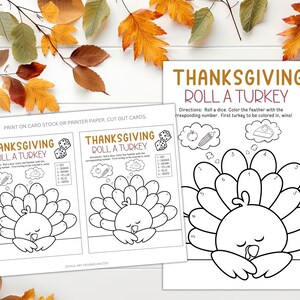 Thanksgiving Roll A Turkey Color Game / Thanksgiving Coloring Page ...