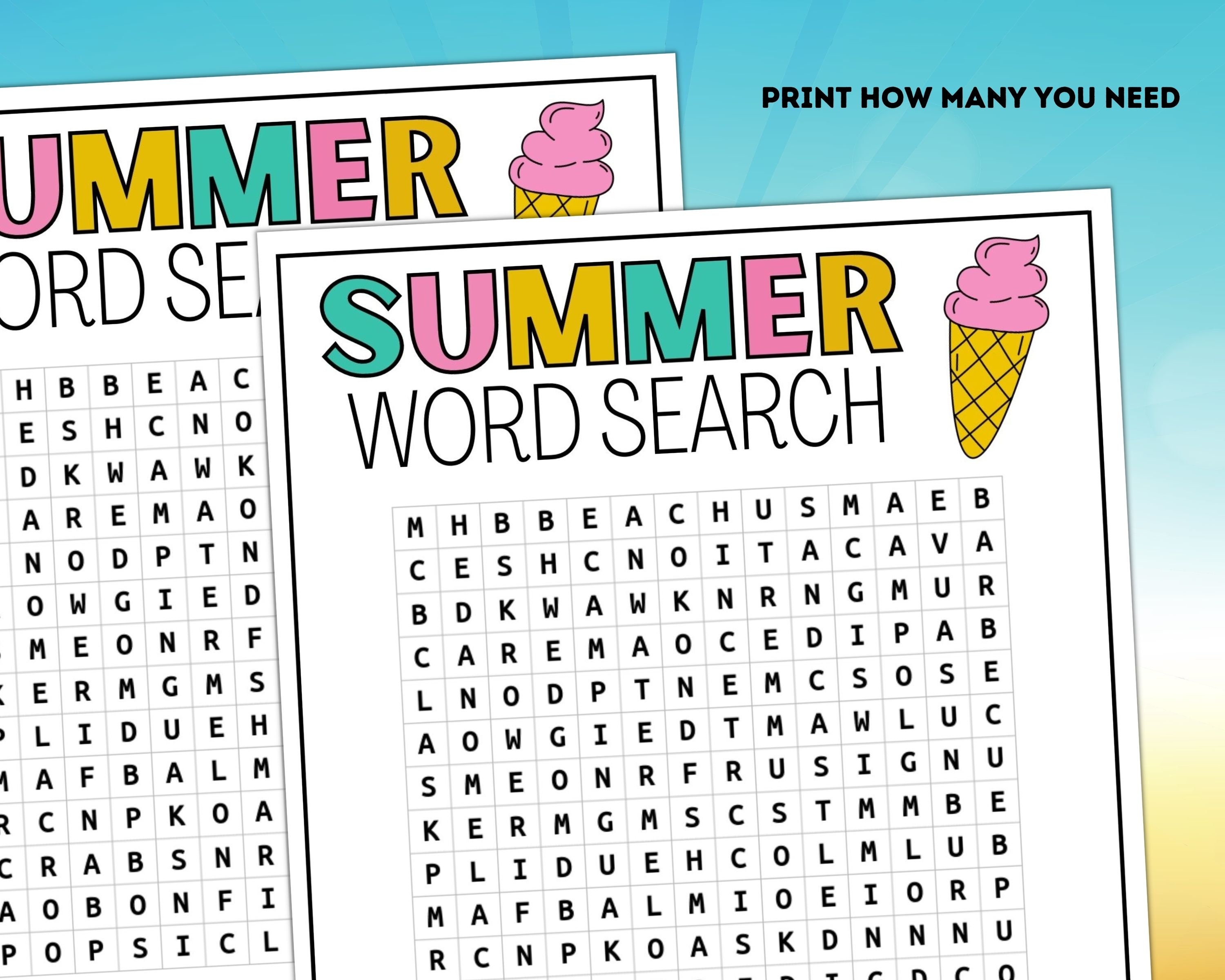 Word Search Summer Game / Summer Party Game / Printable Summertime Game ...