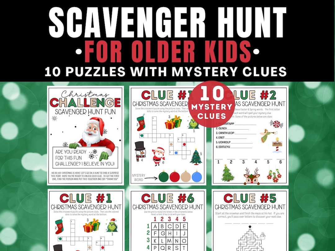 Christmas Scavenger Hunt for Older Kids / Santa Gift Hunt / Indoor ...
