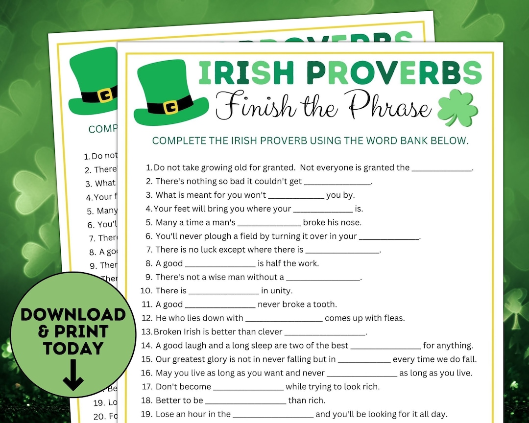 St. Patricks Day Games / Irish Proverbs / St Patricks Day Trivia Game ...