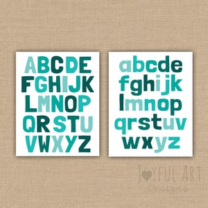 Alphabet Wall Art. Nursery Alphabet Printables. Uppercase and Lowercase ...