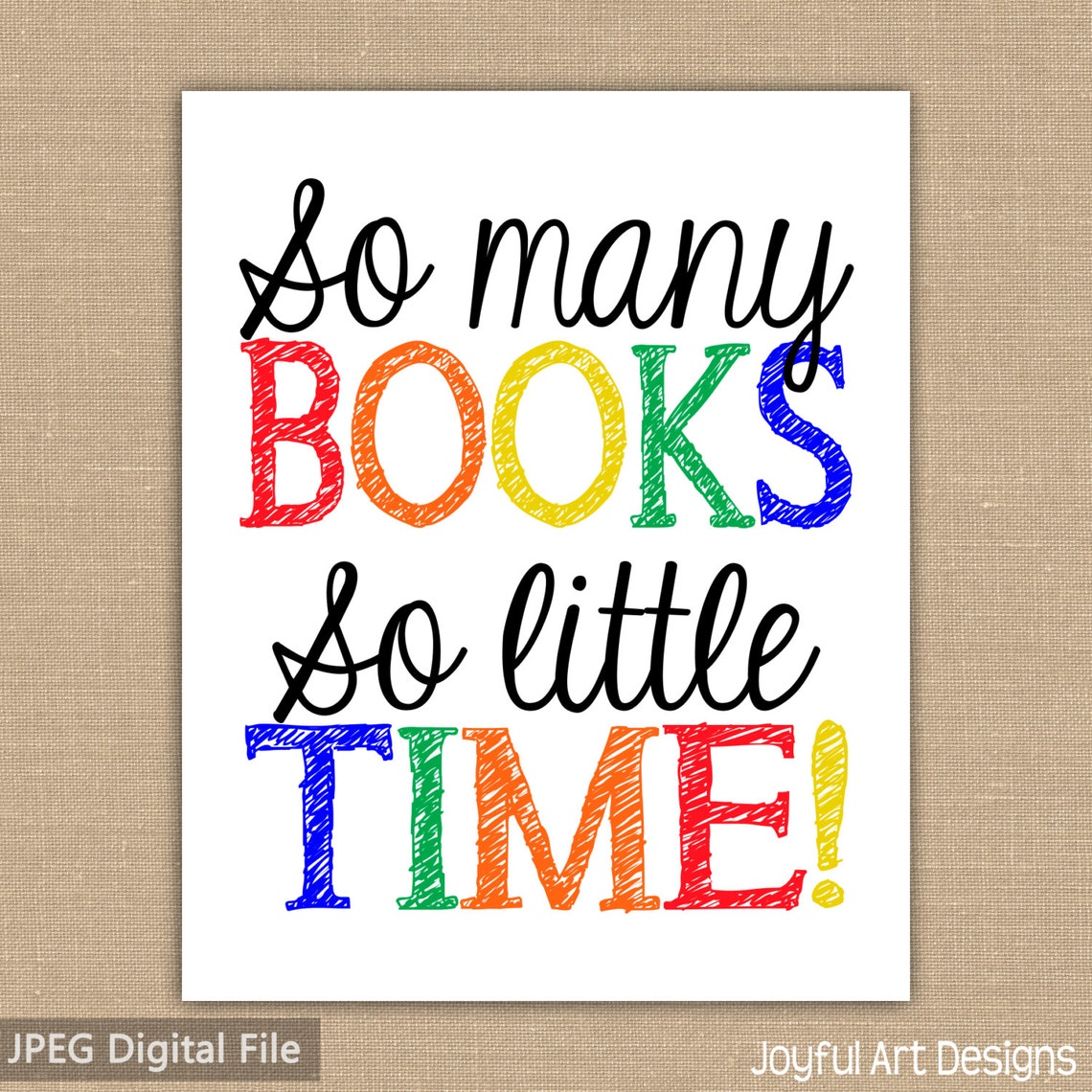 So Many Books so Little Time PRINTABLE. Librarian Sign. - Etsy