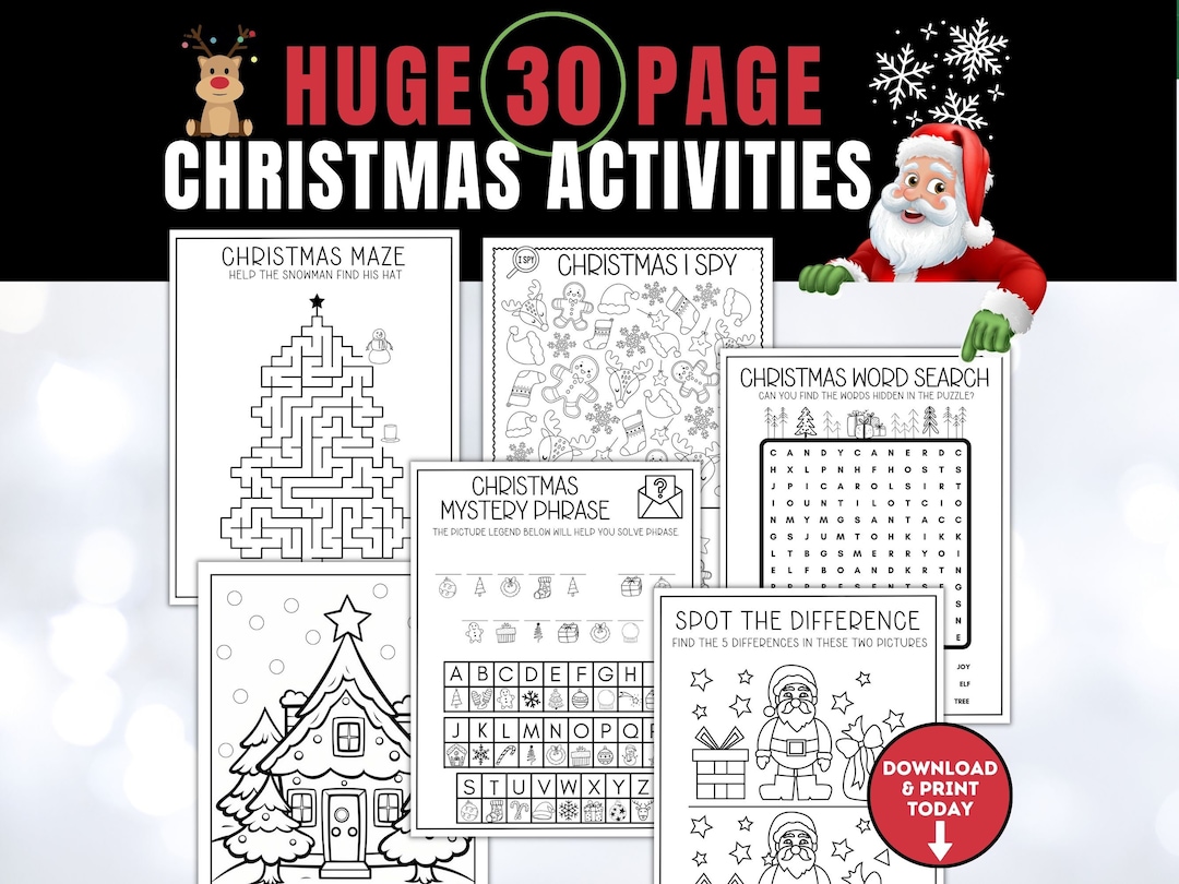 30 Printable Christmas Activities Pack, Christmas Activities Bundle ...