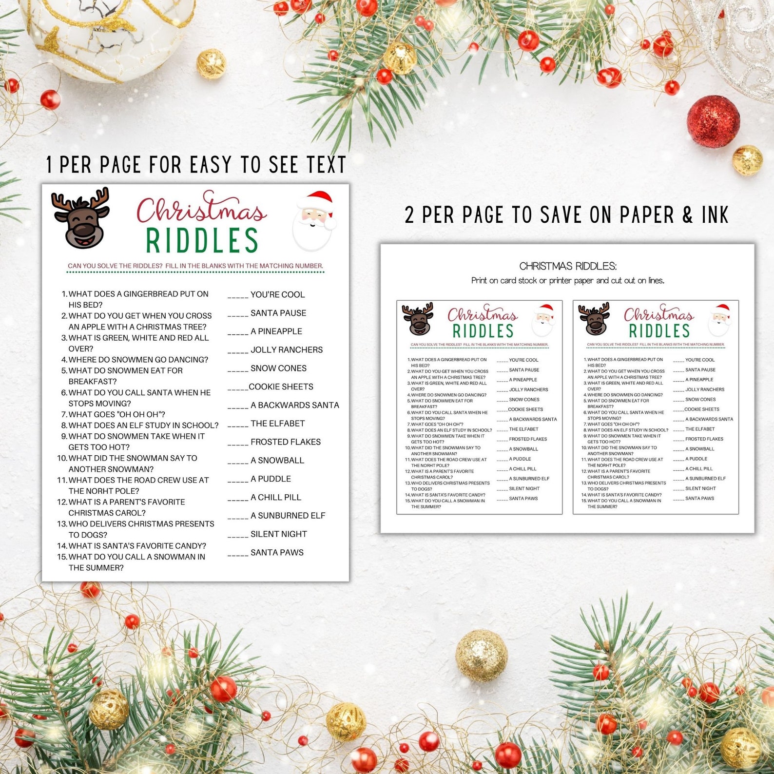 Christmas Riddles / Christmas Party Games / Christmas Trivia / - Etsy
