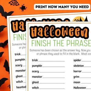 Halloween Finish the Phrase / Halloween Party Games / Printable ...