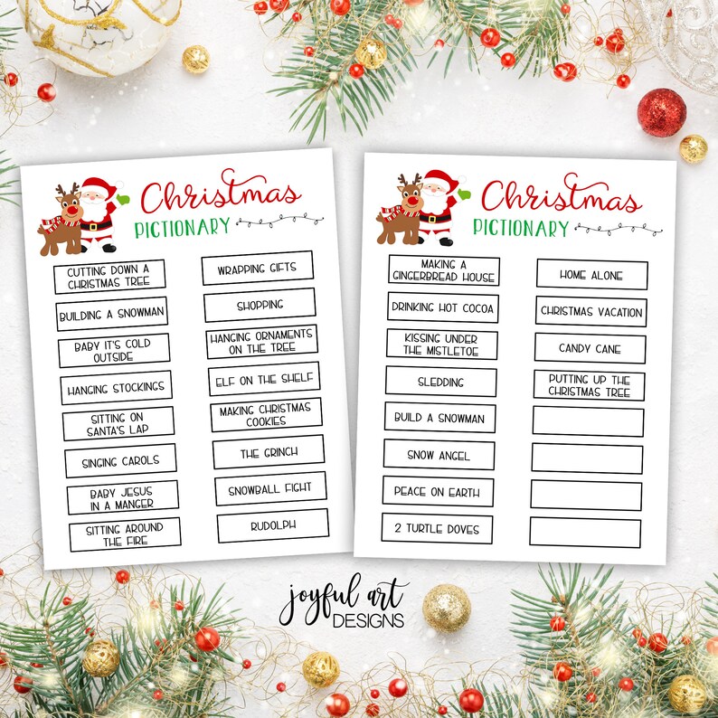 Christmas Pictionary Game / Christmas Party Games / Holiday | Etsy