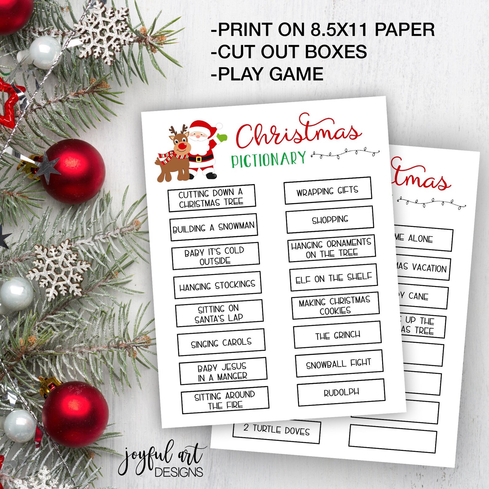 Christmas Pictionary Game / Christmas Party Games / Holiday | Etsy