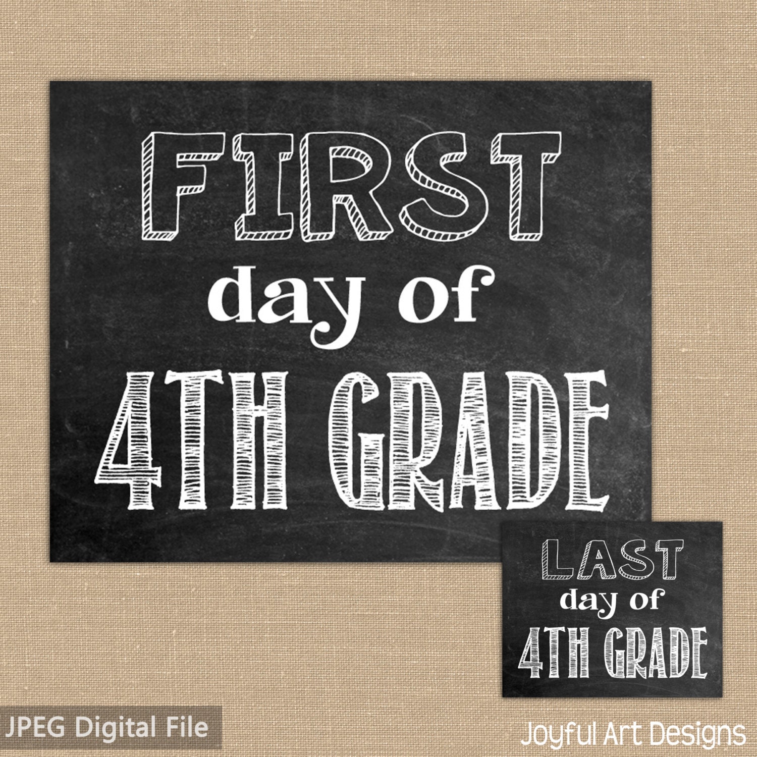 First Day of 4th Grade Chalkboard PRINTABLE Sign. Last Day of 4th Grade ...