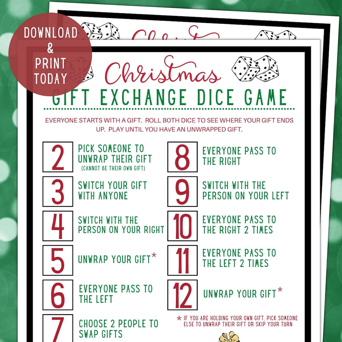 Christmas Gift Exchange Dice Game / Roll the Dice Holiday Gift - Etsy
