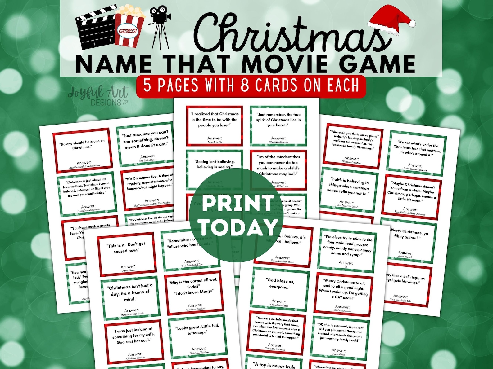 Name That Movie Christmas Game, Guess the Christmas Movie, Christmas ...