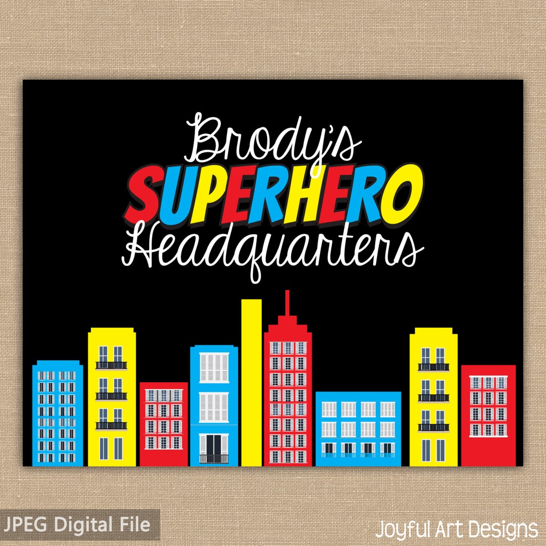Superhero Headquarters PRINTABLE. Superhero Birthday Party. Custom ...