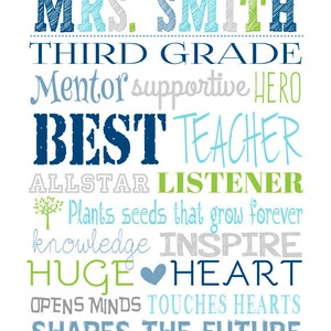 Teacher Subway Art PRINTABLE. Custom Teacher Name Custom Colors ...