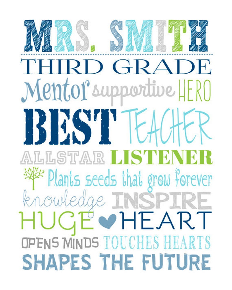 Teacher Subway Art PRINTABLE. Custom Teacher Name Custom Colors ...