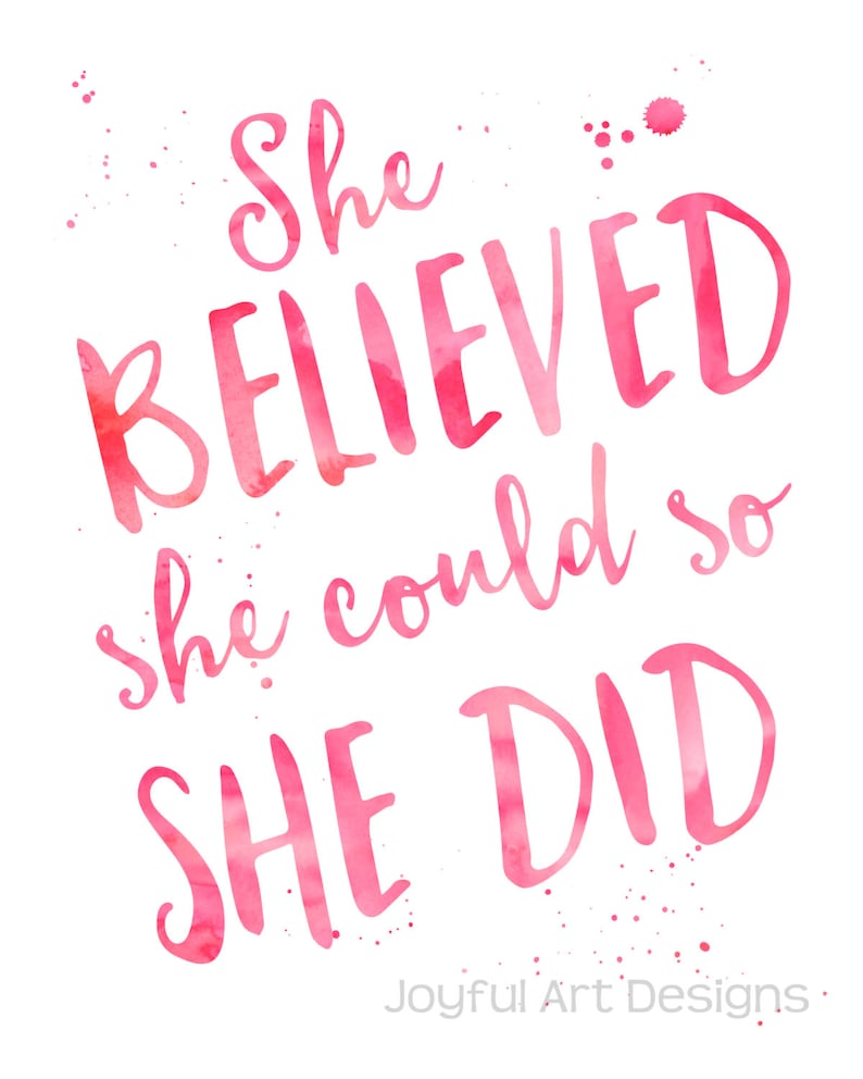 She Believed She Could So She Did Watercolor PRINTABLE sign. | Etsy