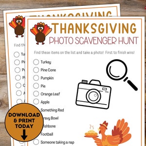 Thanksgiving Photo Scavenger Hunt / Fun Thanksgiving Games / Scavenger ...
