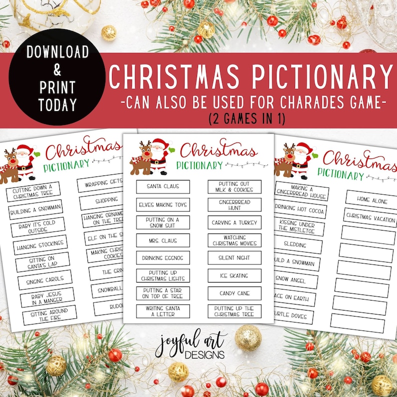 Christmas Pictionary Game / Christmas Party Games / Holiday Games / Fun ...