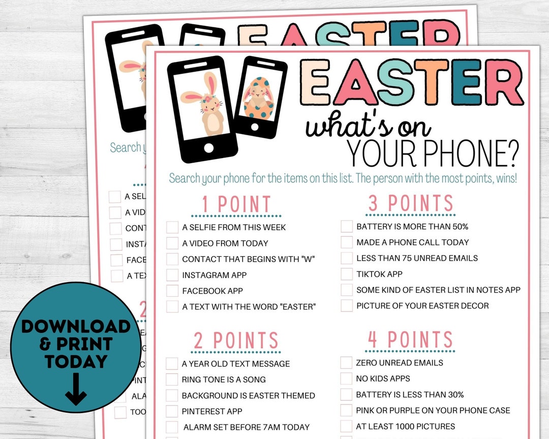 Easter Party Game / Easter What's on Your Phone Games / Printable ...