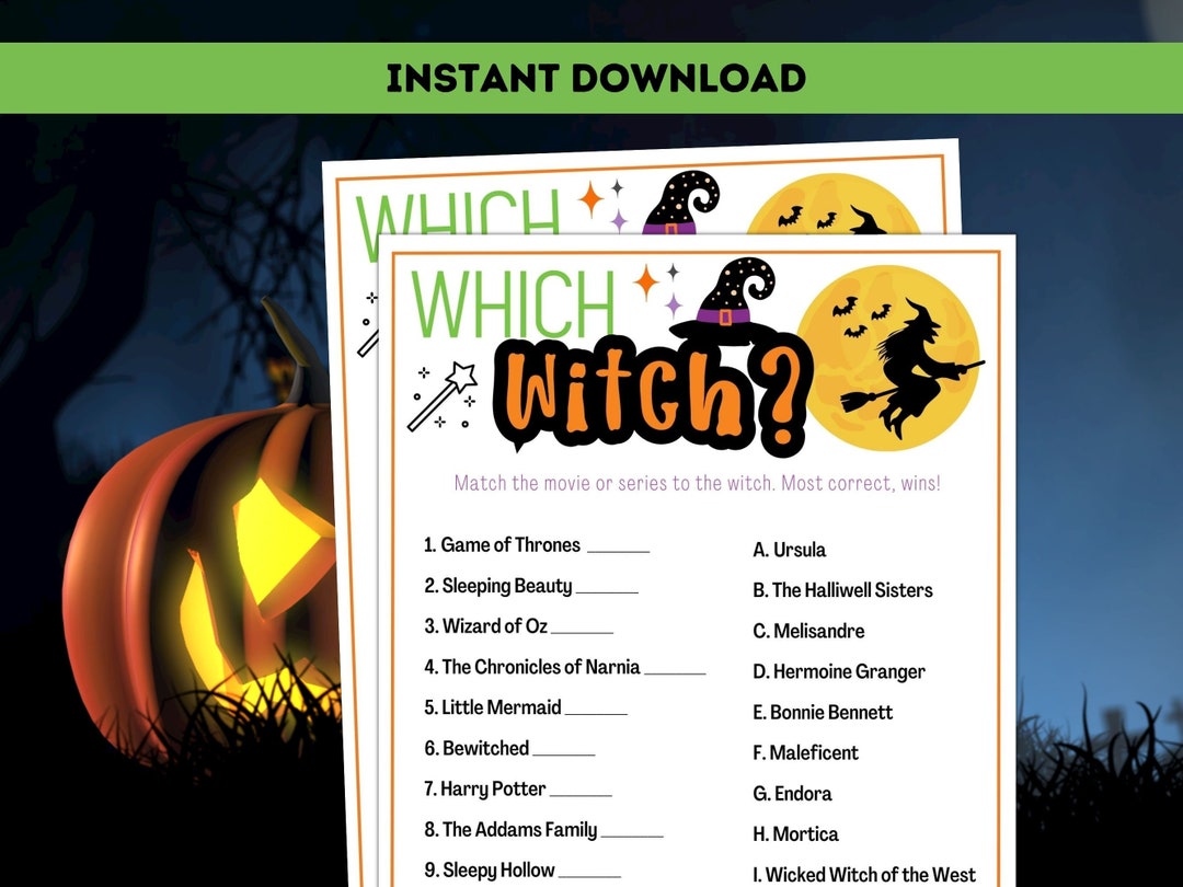 Halloween Witch Game / Halloween Party Games / Printable Halloween ...