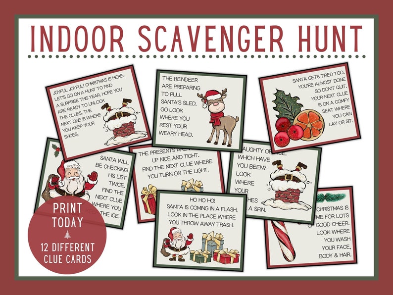 Indoor Christmas Treasure Hunt, Kids Christmas Activities, Indoor ...