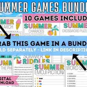 Summer Riddles Game / Summer Party Game / Printable Summertime Game ...