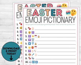 Easter Emoji Pictionary Game, Printable Easter Games, Emoji Game, Fun ...