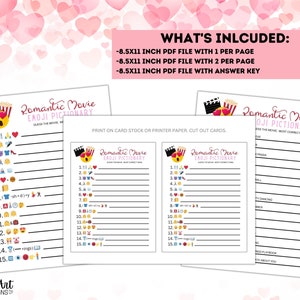 Romantic Movie Emoji Pictionary Game / Valentine's Day Emoji Pictionary ...