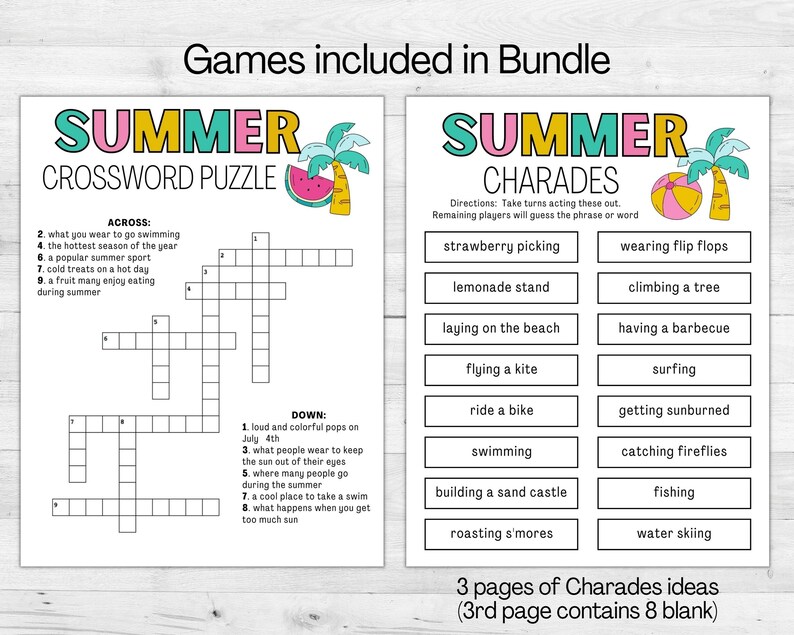 Summer Game BUNDLE / Summer Party Games / Printable Summertime Games ...