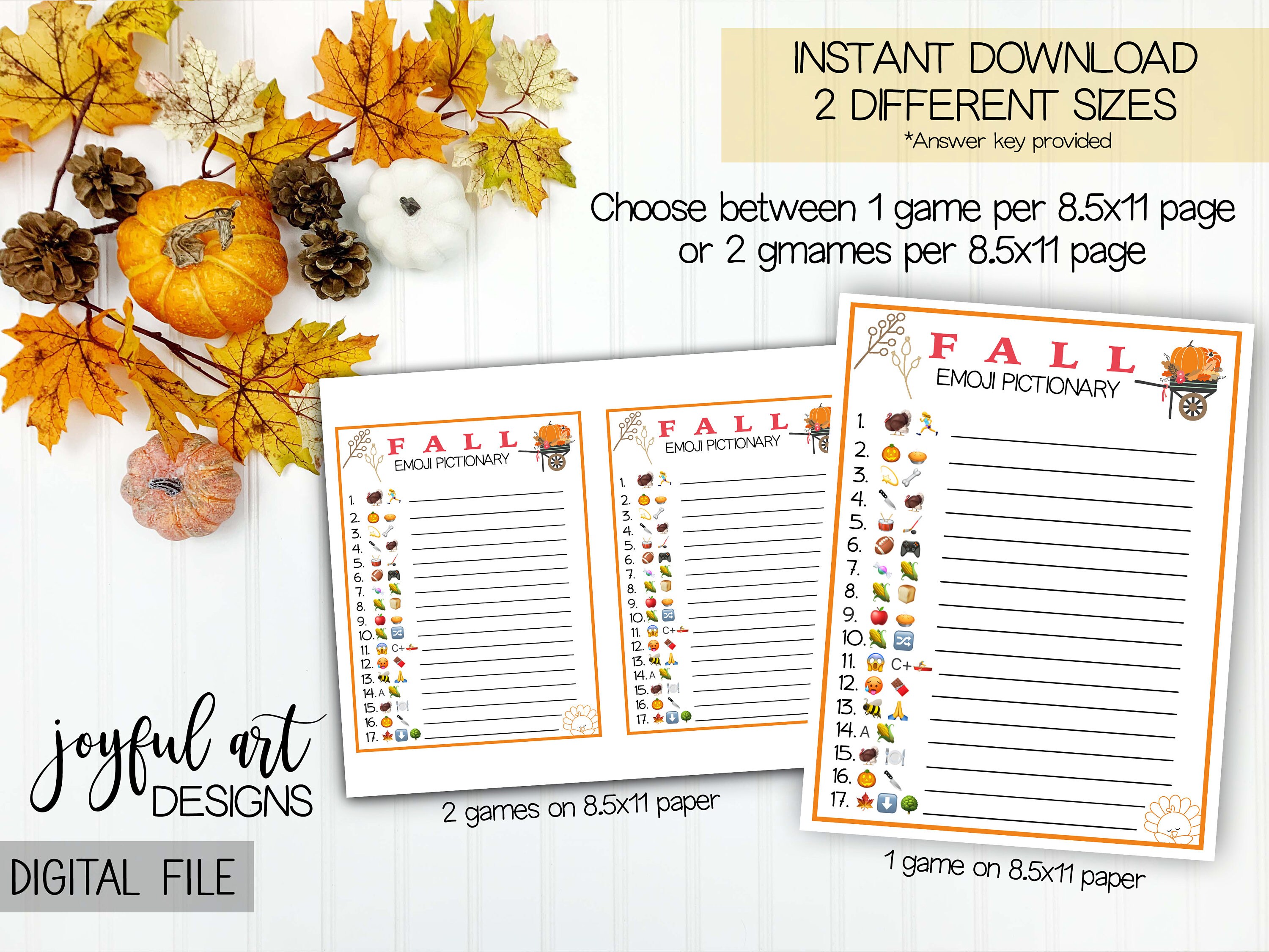 Fall Emoji Pictionary Game Printable Autumn Games Fall - Etsy Canada