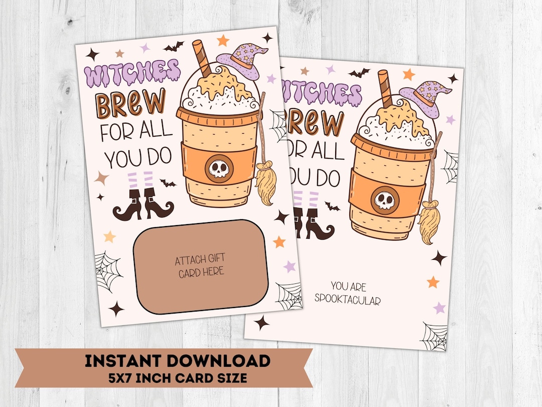 Halloween Coffee Gift Card Holder Printable / Halloween Teacher Gift ...