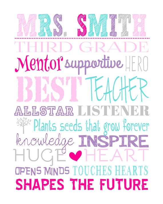 Teacher Subway Art PRINTABLE. Custom Teacher Name Custom Colors ...