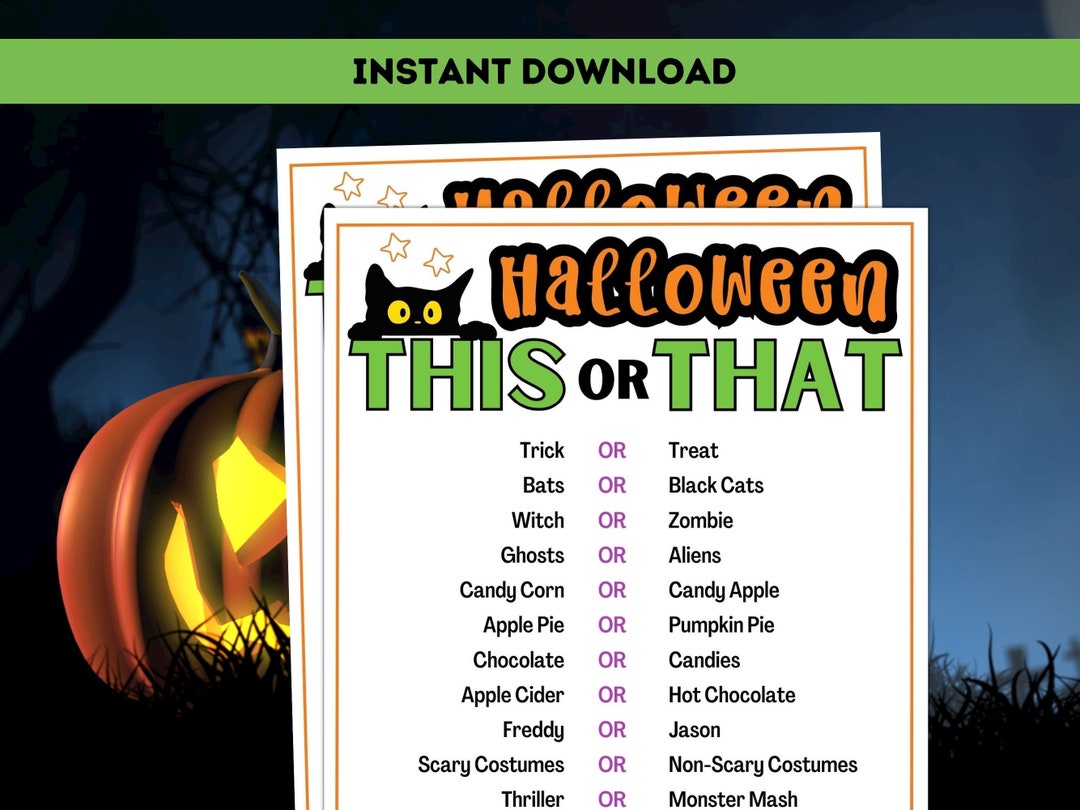 Halloween This or That / Halloween Party Games / Printable Halloween ...