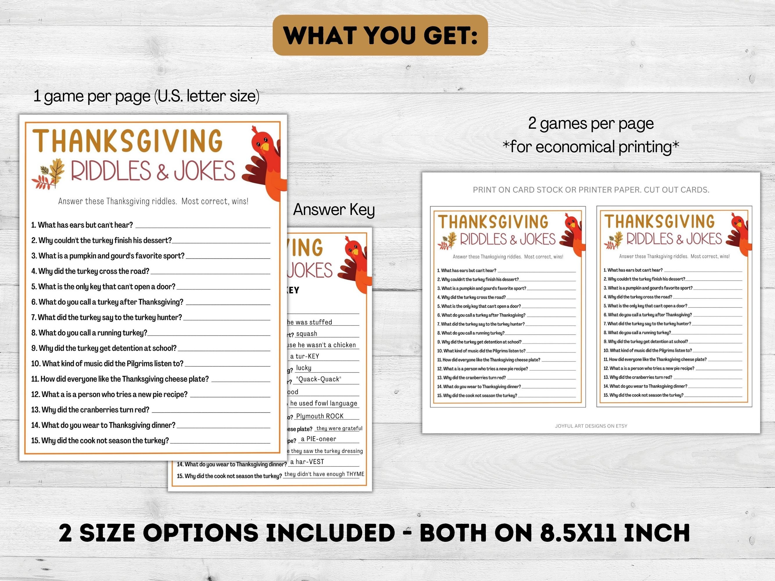 Thanksgiving Riddles / Thanksgiving Riddle Me This Trivia Game ...