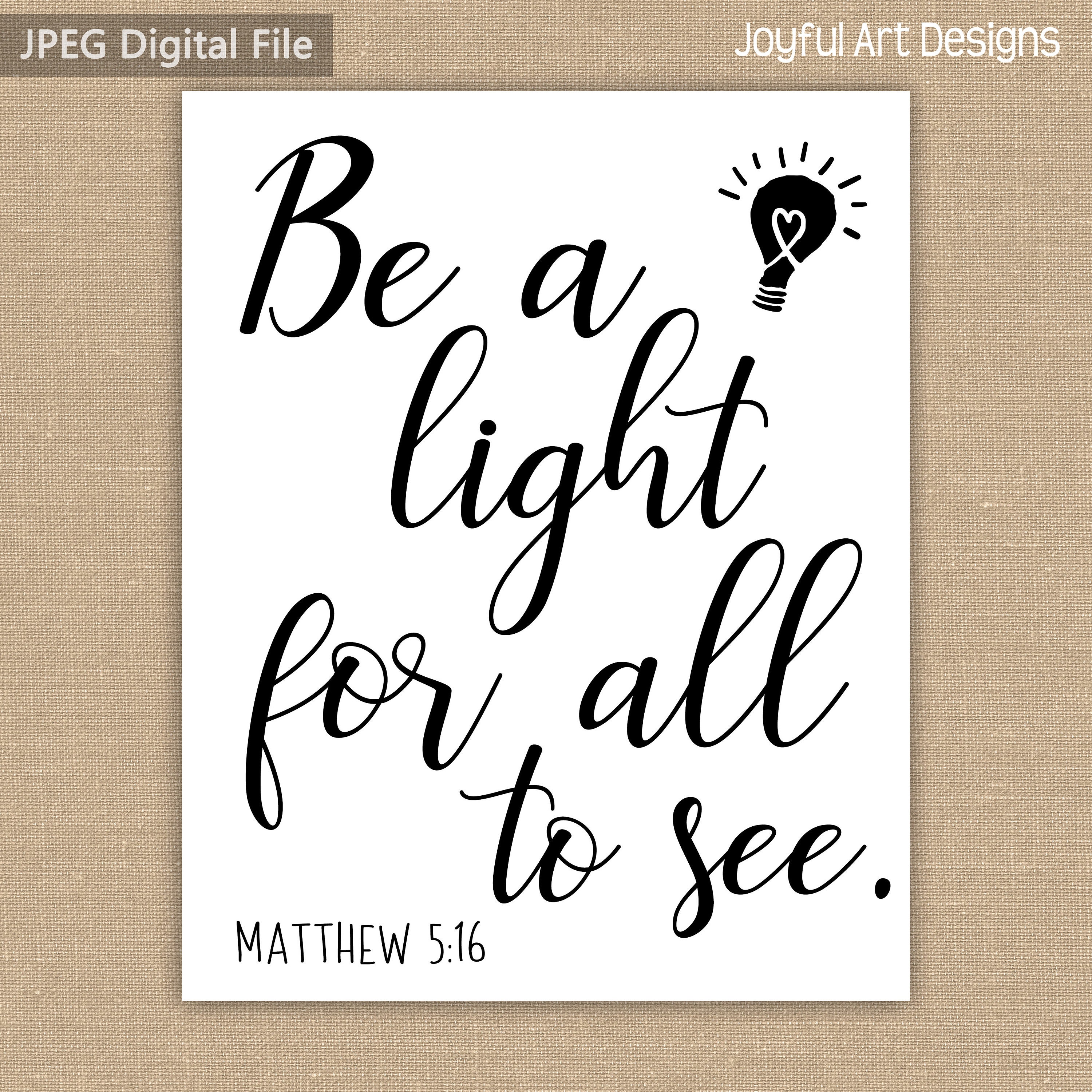 Matthew 5:16 Wall Art. Be a Light for All to See. Scripture | Etsy