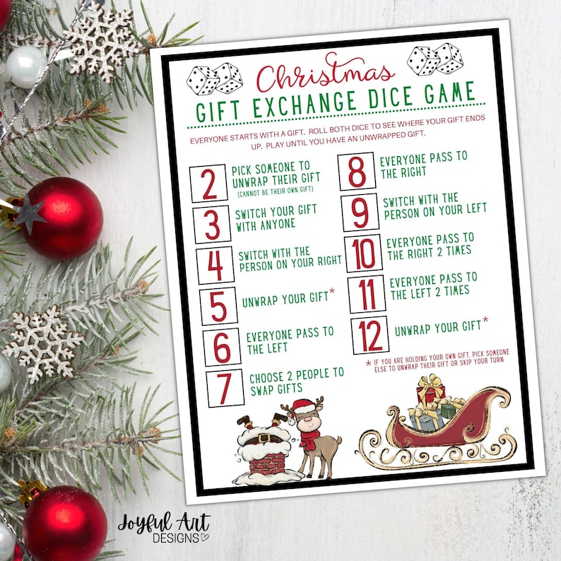 Christmas Gift Exchange Dice Game / Roll the Dice Holiday Gift - Etsy