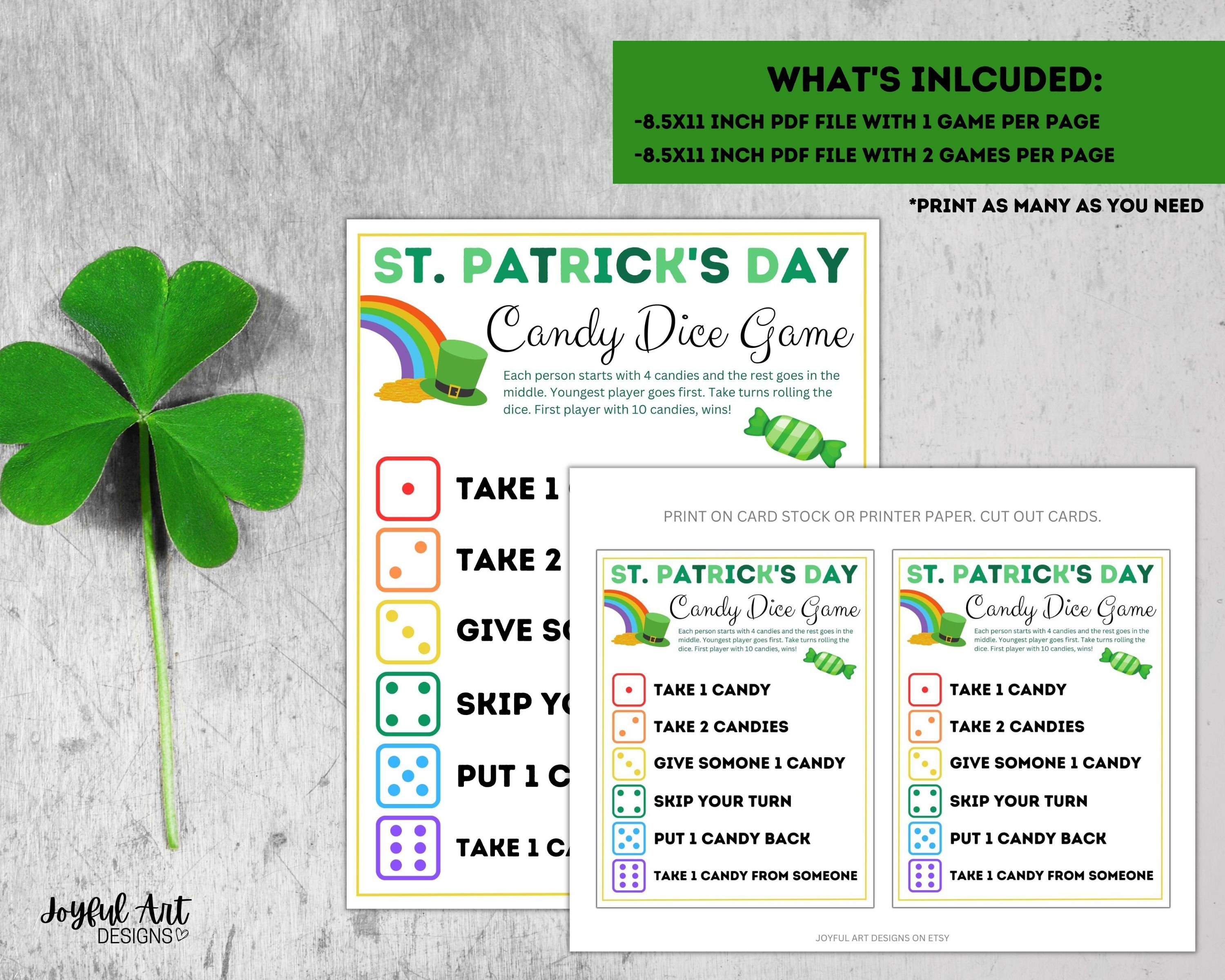 St. Patricks Day Games / Candy Dice Game / St Patricks Day Candy Game ...