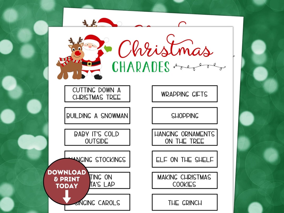 Christmas Charades Game / Christmas Party Games / Holiday Games / Fun ...