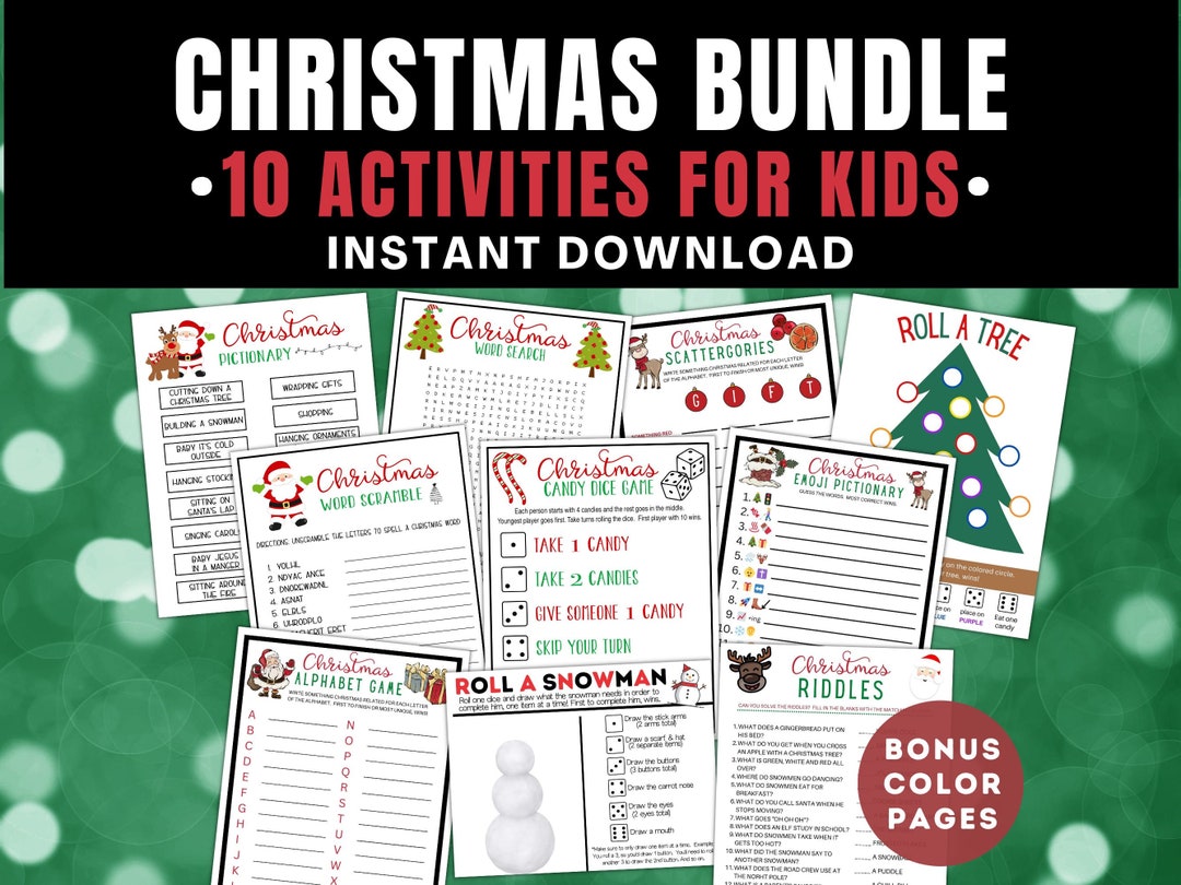 Christmas Game Bundle / Printable Christmas Games for Kids / Games for ...