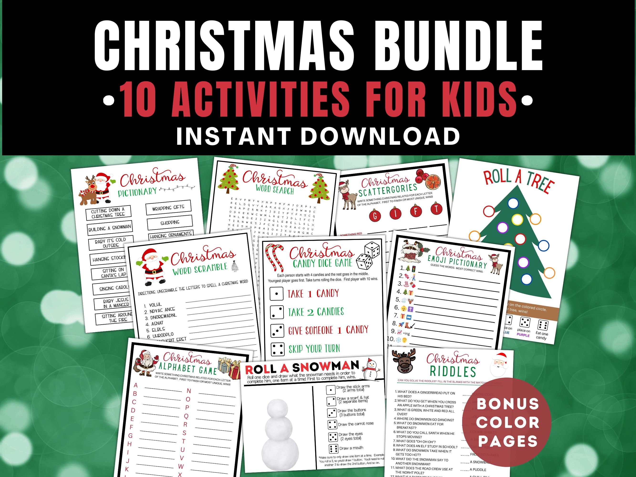 Christmas Game Bundle / Printable Christmas Games for Kids / Games for ...