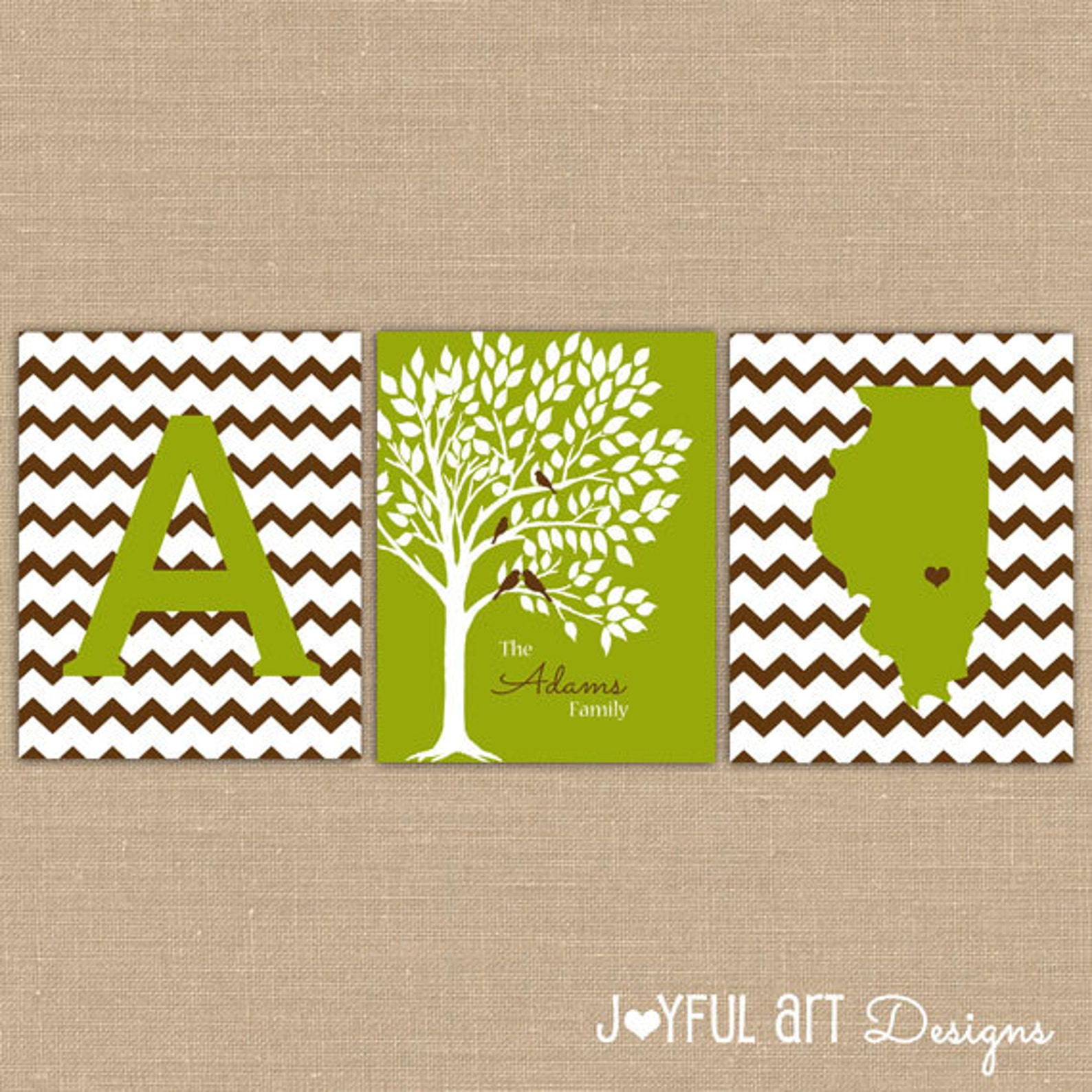 Family Wall Art PRINTABLE. Chevron Monogram Initial. Family Tree With ...