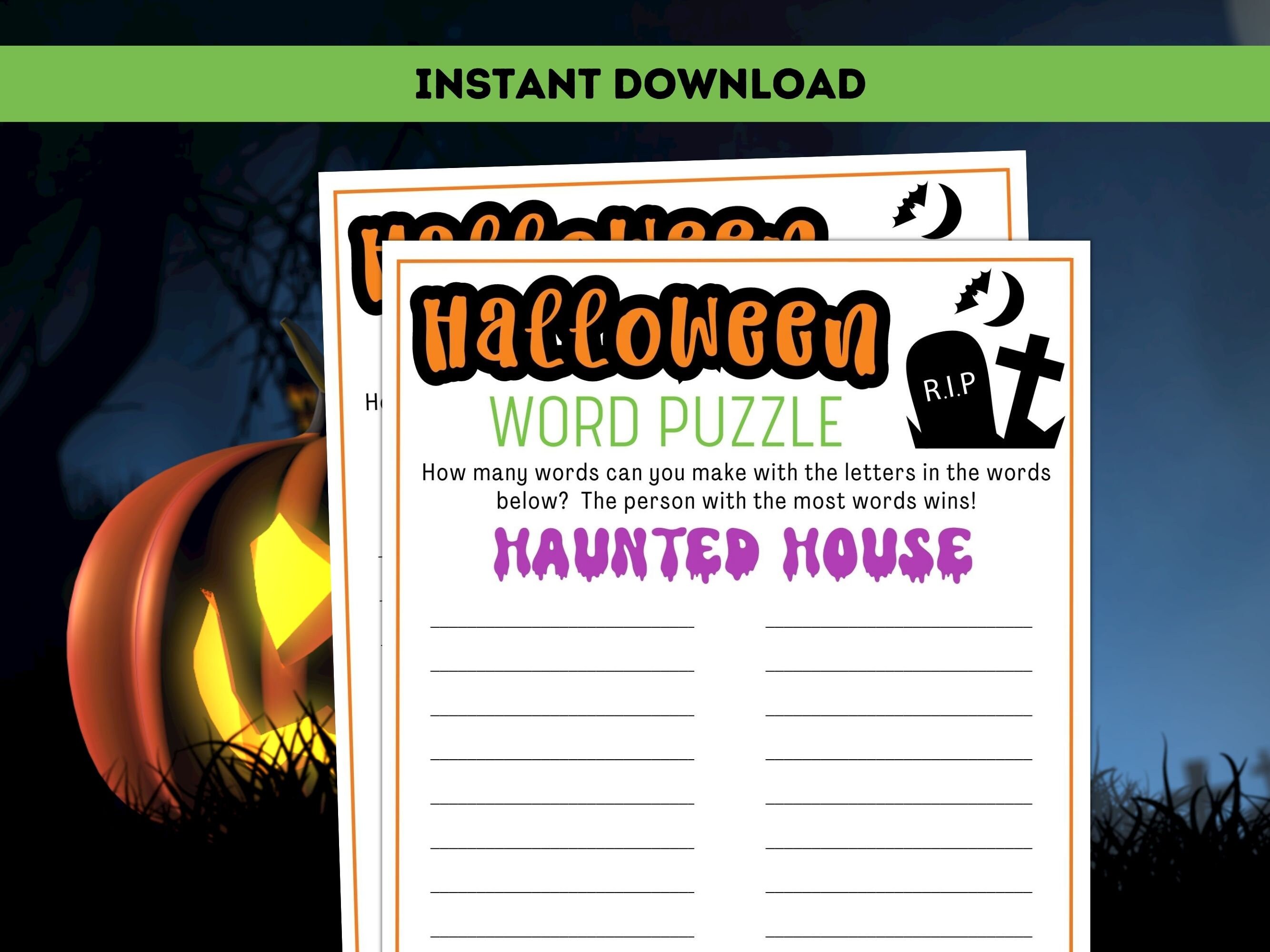 Halloween Word Puzzle / Halloween Party Games / Printable Halloween ...
