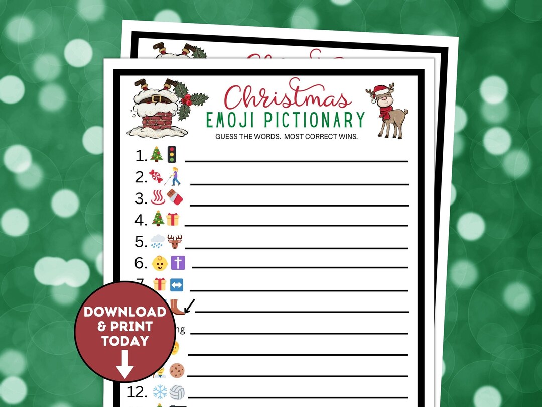 Christmas Emoji Pictionary Game, Christmas Party Games, Fun Christmas ...