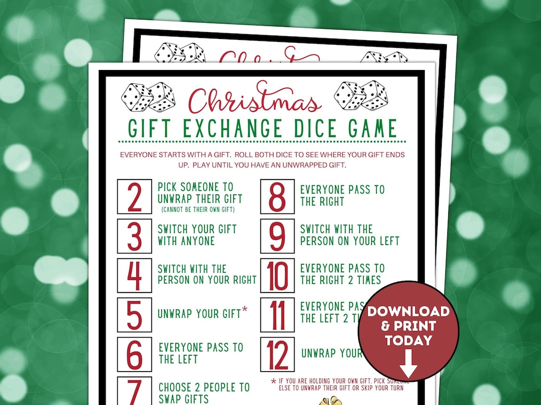 Christmas Gift Exchange Dice Game / Roll the Dice Holiday Gift Exchange ...