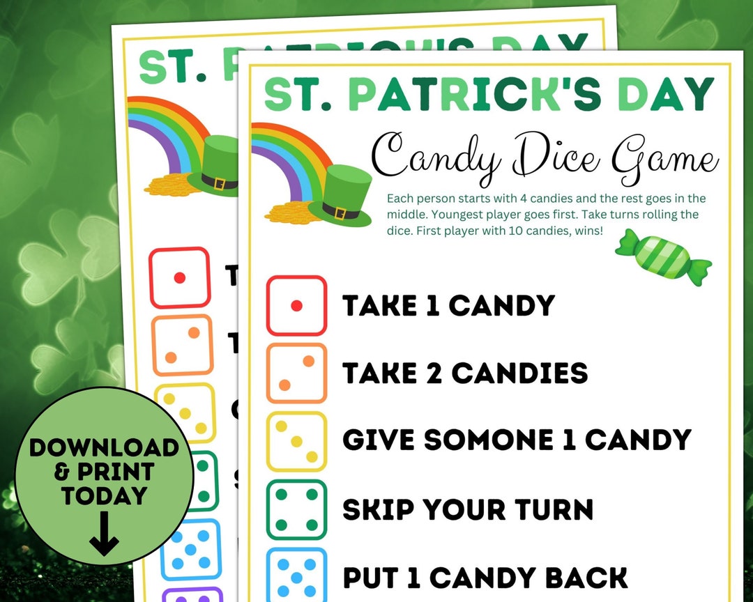 St. Patricks Day Games / Candy Dice Game / St Patricks Day Candy Game ...