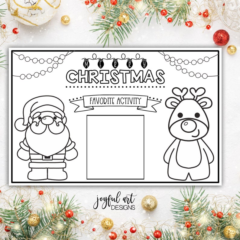 Printable Christmas Placemat Christmas Coloring Placemat - Etsy