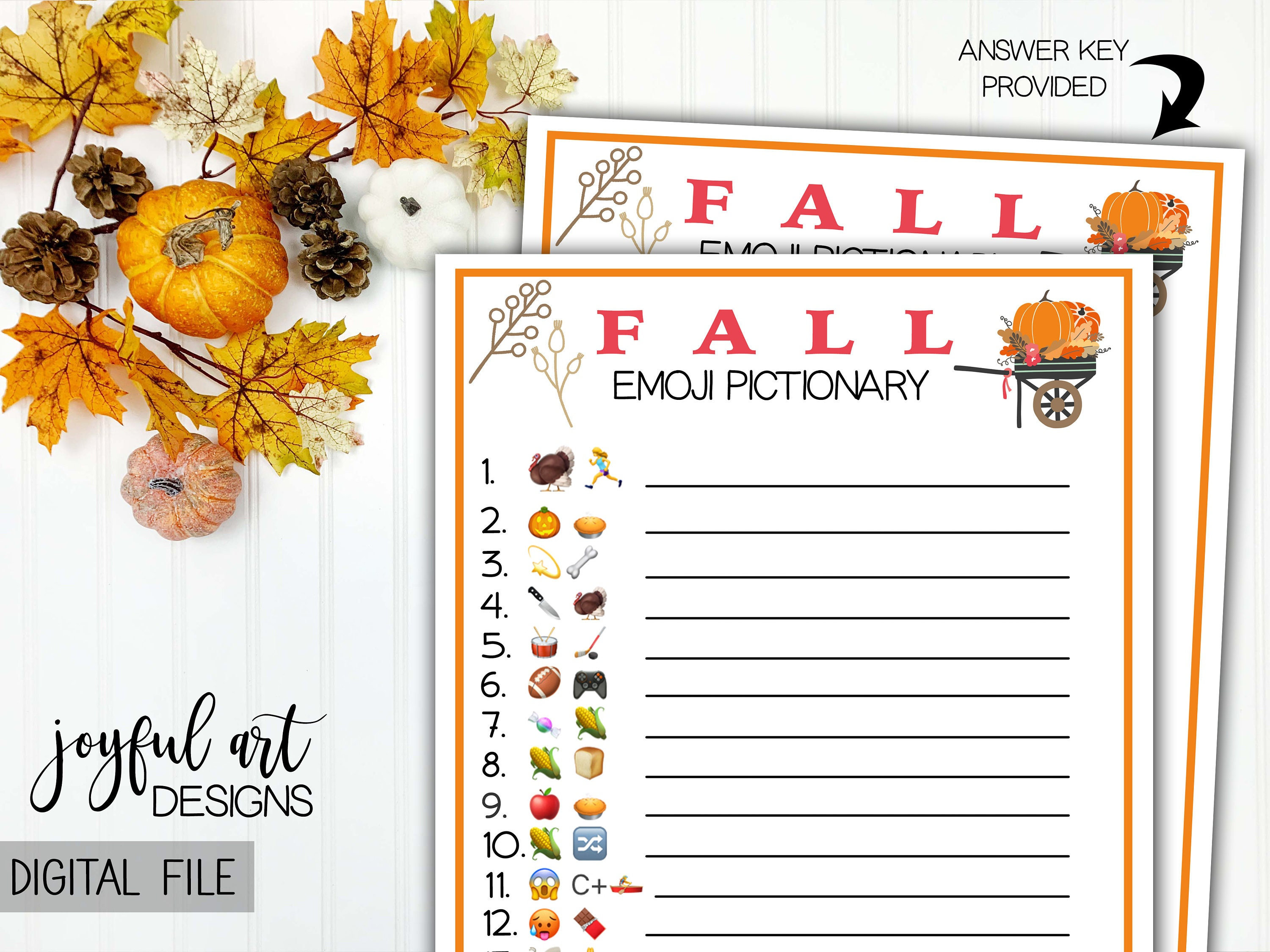 Fall Emoji Pictionary Game, Printable Autumn Games, Fall Activities for ...